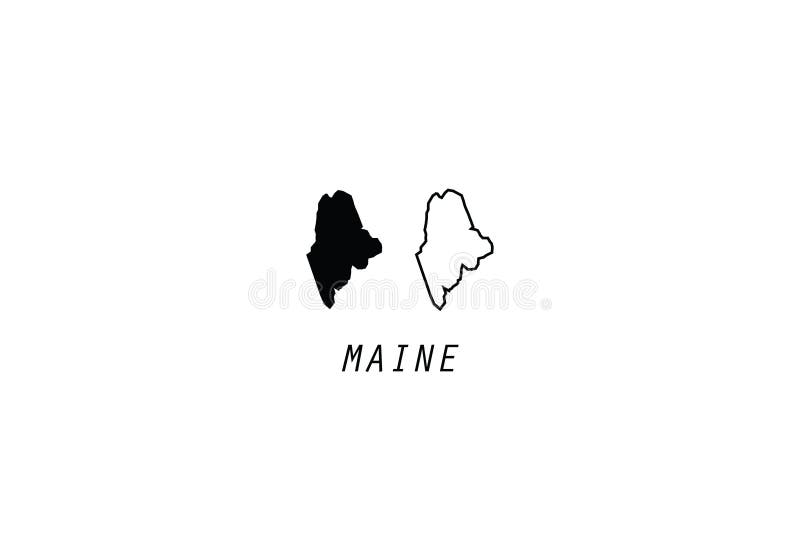 Maine Map Outline Vector Design Template. Editable Stroke Stock Vector ...