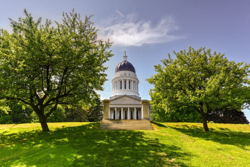 Maine State House stock image. Image of landmark, flag - 73023845