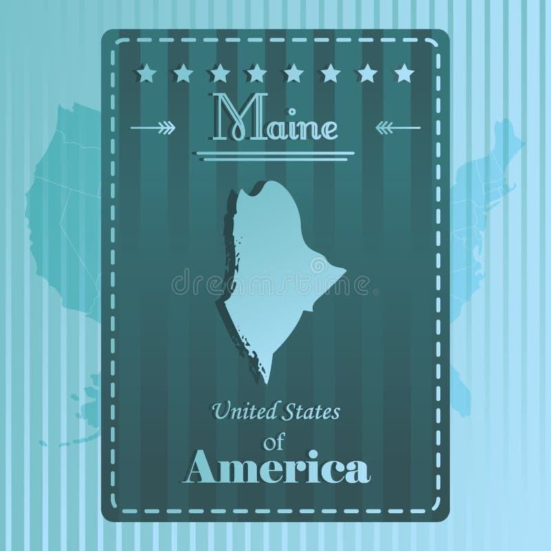 Maine State Map Label. Vector Illustration Decorative Design Stock ...