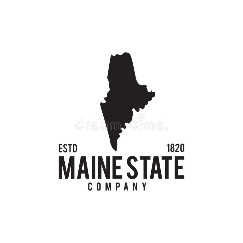 Maine State Outline Map Logo Design Stock Vector - Illustration of ...
