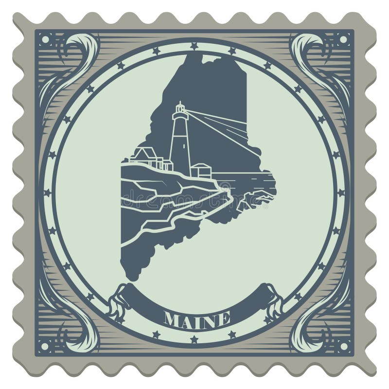 Maine State Postage Stamp. Vector Illustration Decorative Design Stock ...