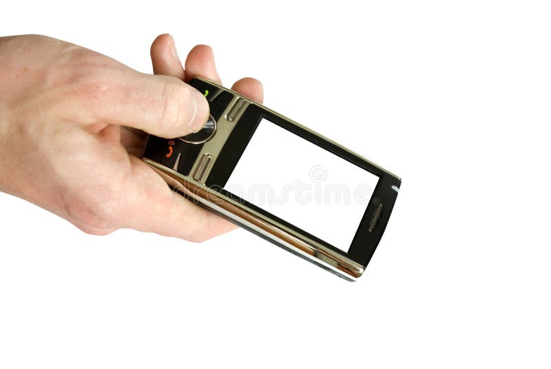 Mains avec le mobile photo stock. Image du tony, récepteur - 5291628