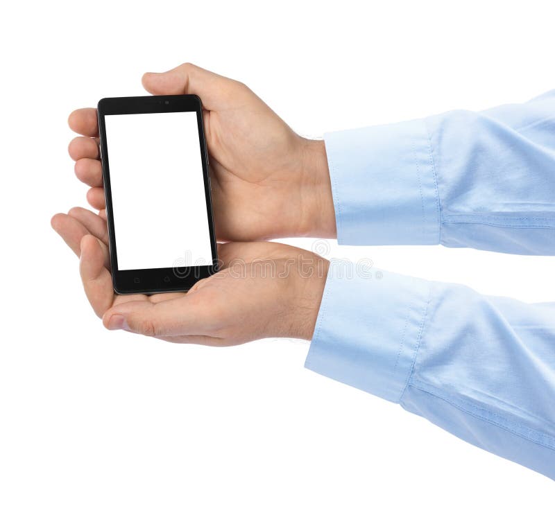 Mains avec le smartphone photo stock. Image du internet - 50026516