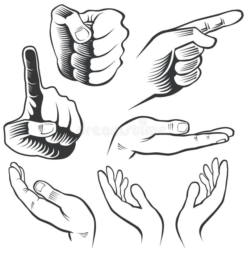 Les Différentes Positions Des Mains Illustration de Vecteur ...