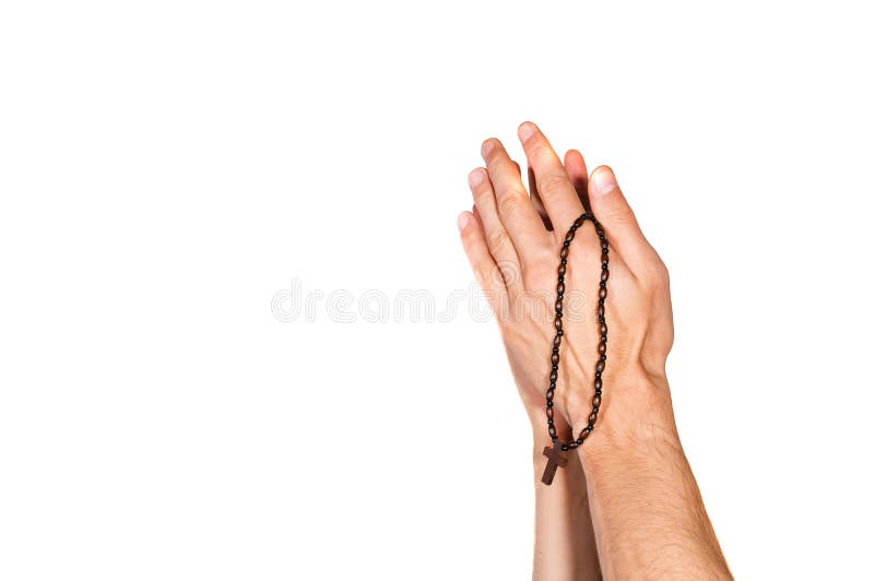 Mains De Prière Avec Le Chapelet Image stock - Image du chrétien, fond ...