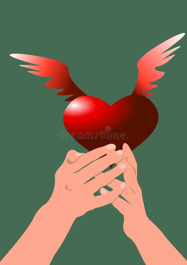 Mains et coeur illustration de vecteur. Illustration du amour - 65186944