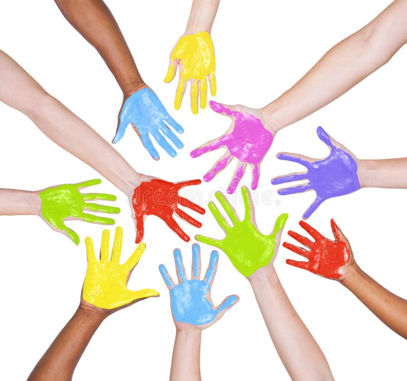 Groupe De Mains Colorées Formant Le Cercle Image stock - Image du ...