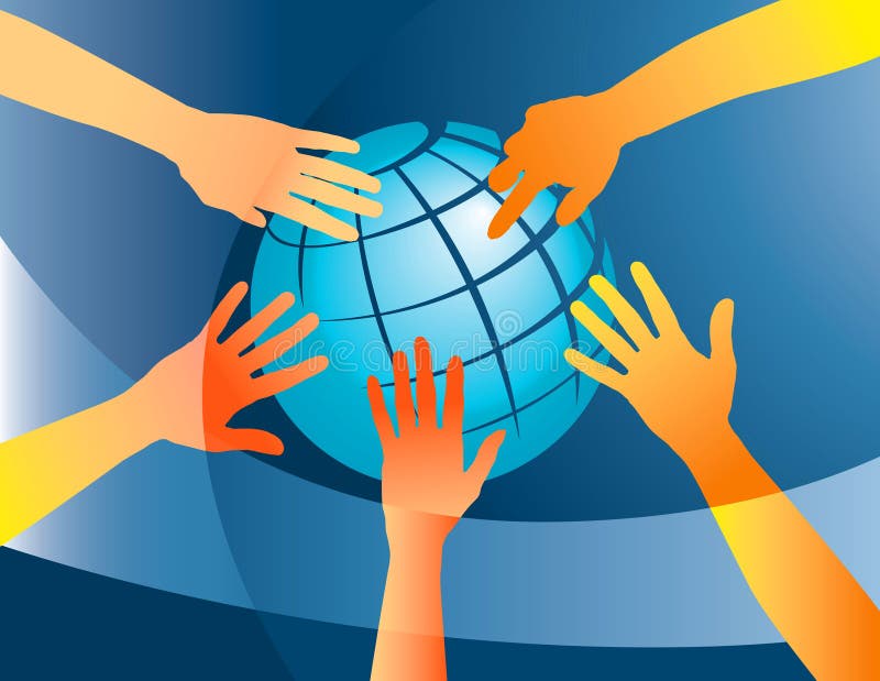 Mains sur le monde illustration de vecteur. Illustration du abstrait ...