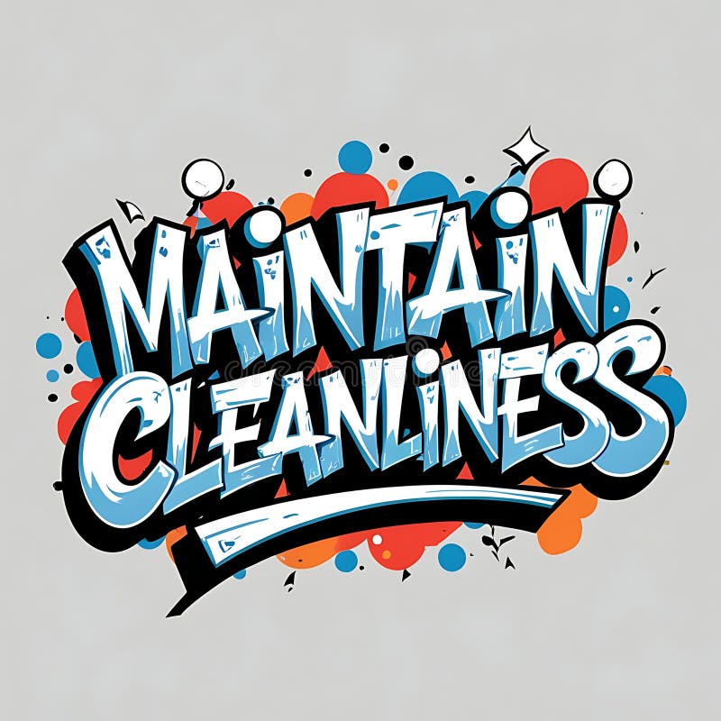 Maintain Cleanliness a Colorful Graffiti Style Design Stock ...
