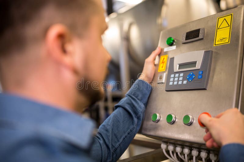 Operating Control Panel and Steering Wheel in Industrial or ...