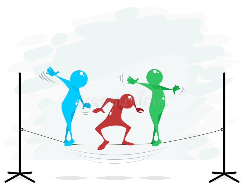 Boy balance on the rope stock vector. Illustration of isolated - 35476420