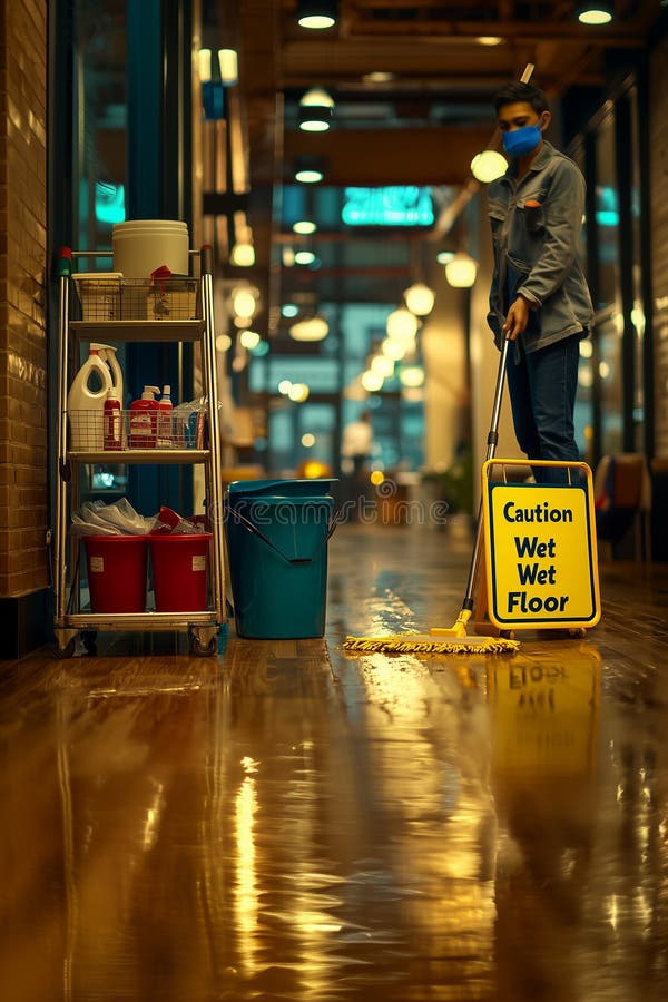 Maintaining Clean Spaces Indoors Stock Illustration - Illustration of ...