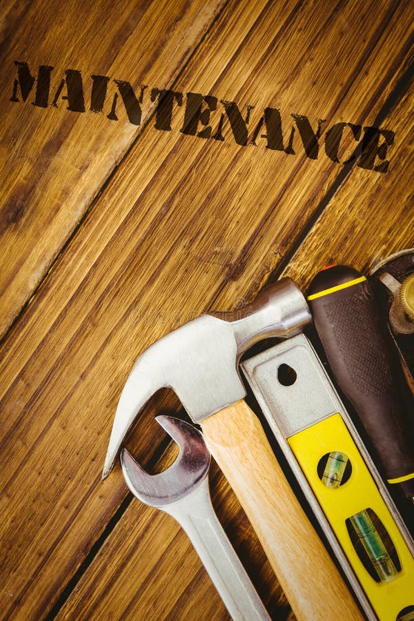 Maintenance Against Desk with Tools Stock Illustration - Illustration ...