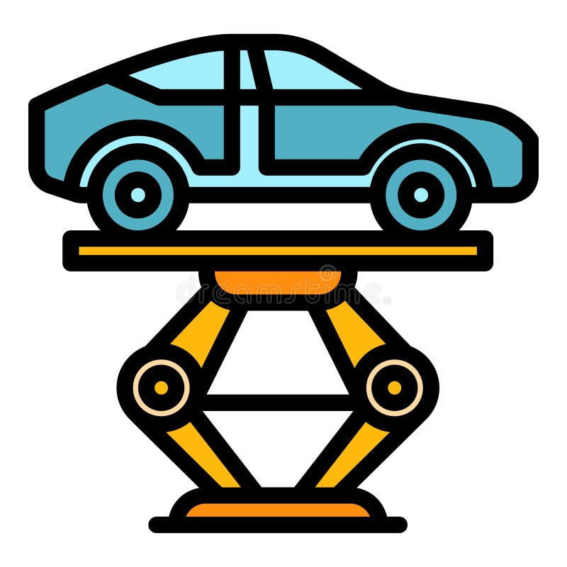 Maintenance Car Lift Icon Color Outline Vector Stock Vector ...