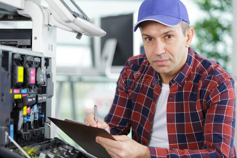 Maintenance Checks Level Ink Printer at Work Stock Photo - Image of ...
