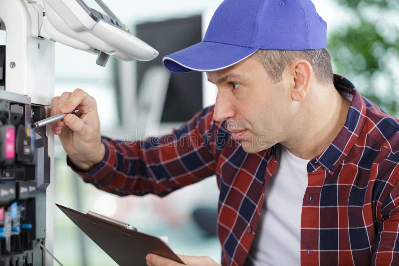 Maintenance Checks Level Ink Printer at Work Stock Photo - Image of ...