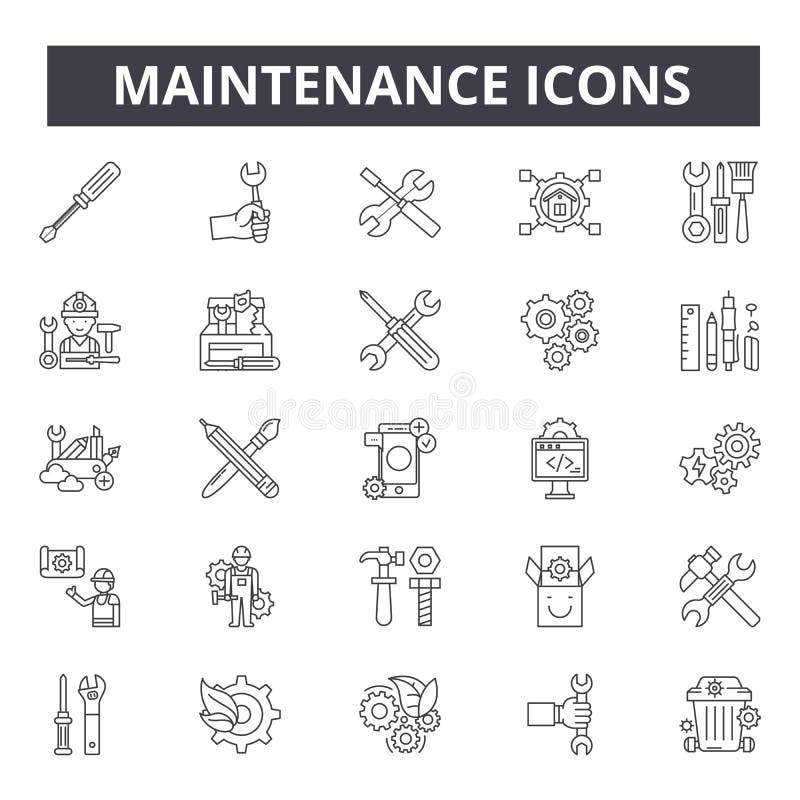 Maintenance Concept Line Icons, Signs, Vector Set, Linear Concept ...