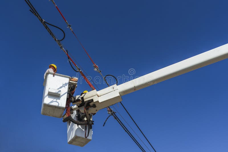 Maintenance of Electricians Work with High Voltage Stock Image - Image ...