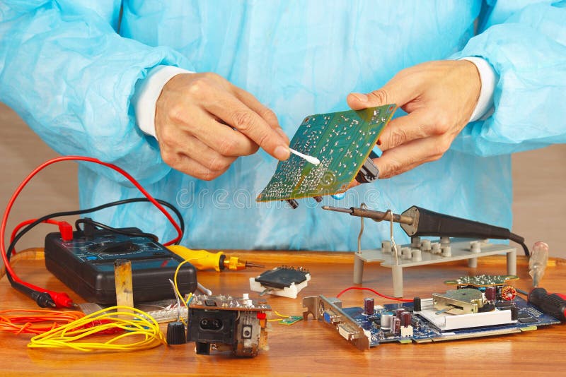 Maintenance of Electronic Devices in Service Workshop Stock Photo ...