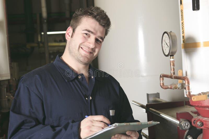Maintenance Engineer Checking Technical Data of Stock Image - Image of ...