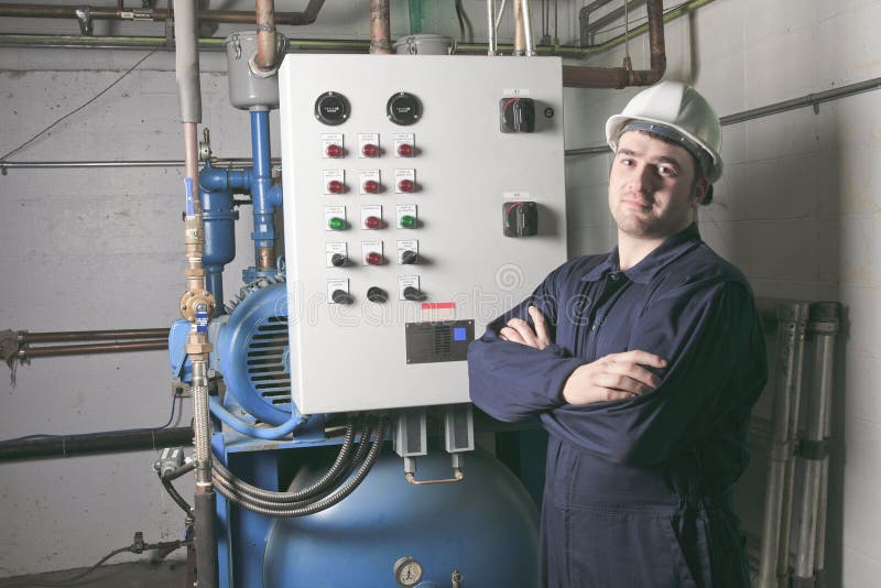 Maintenance Engineer Checking Technical Data of Stock Image - Image of ...