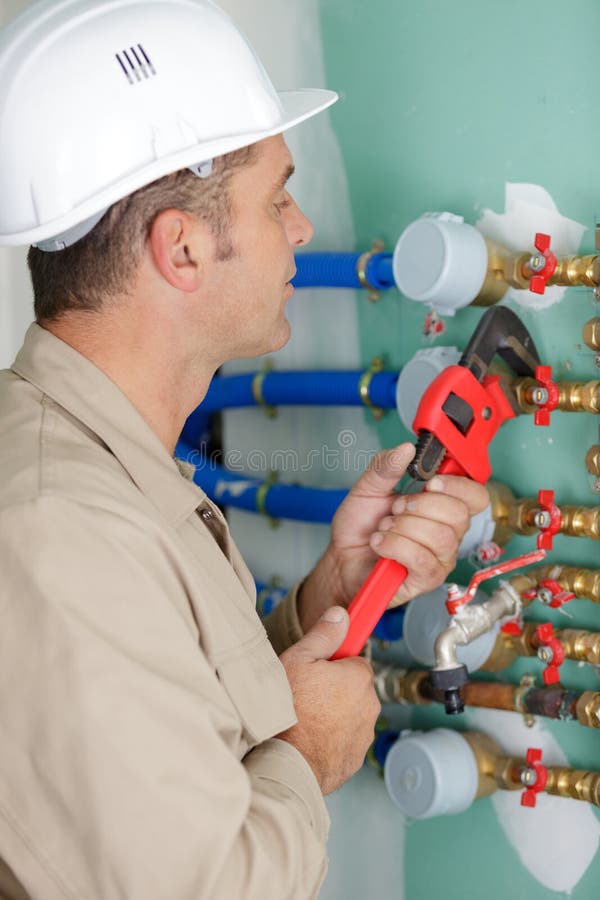 Maintenance Engineer Checking Technical Data Heating System Stock Image ...