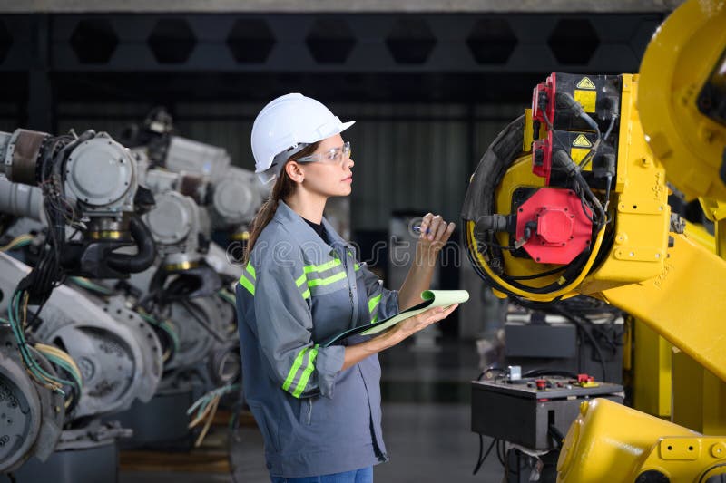 Maintenance Engineer Worker Working with Robotic Machine Automation ...