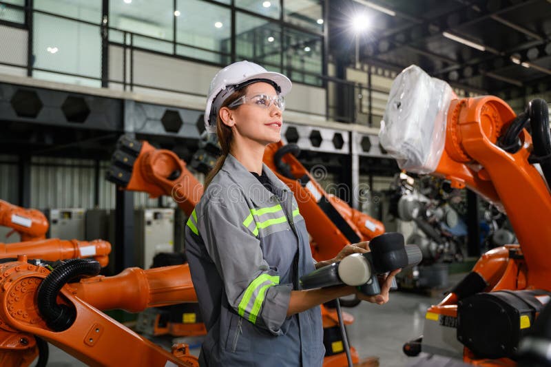 Maintenance Engineer Worker Working with Robotic Machine Automation ...