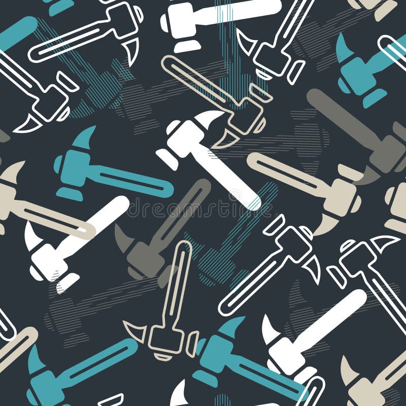 Maintenance Fixing with Hammer Tool Vector Graphic Seamless Pattern ...