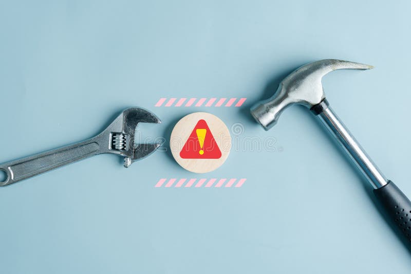 Maintenance Fixing System Warning on Internet or Caution Sign Symbol ...