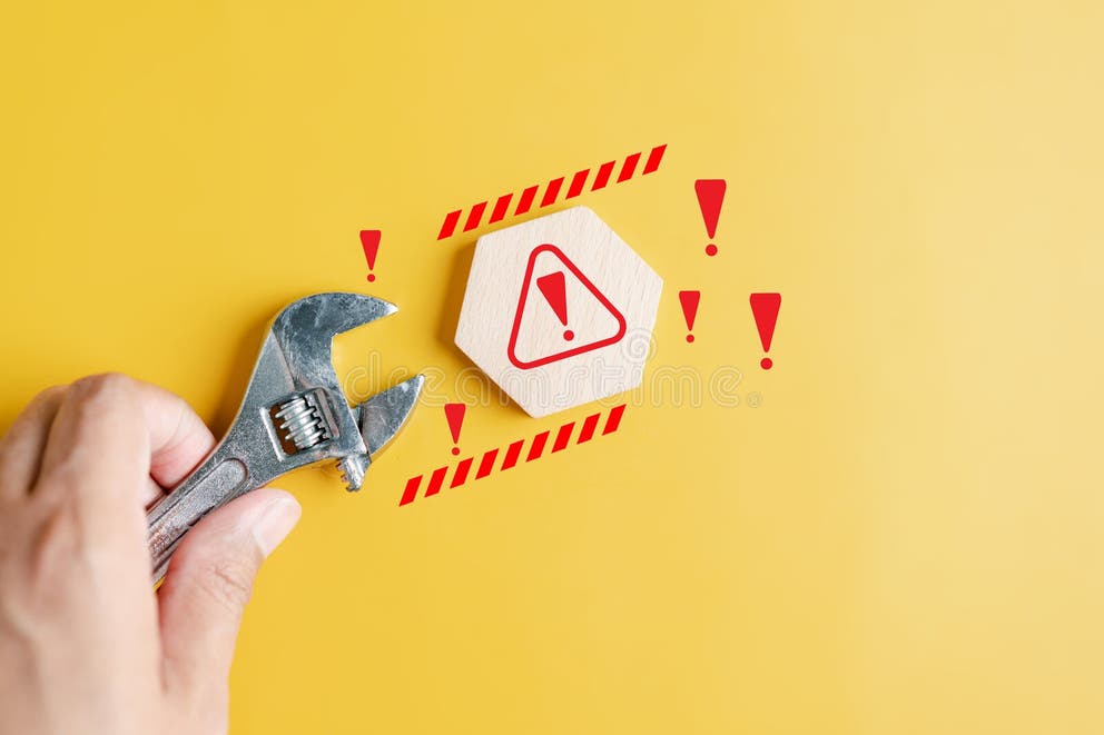 Maintenance Fixing System Warning on Internet or Caution Sign Symbol ...