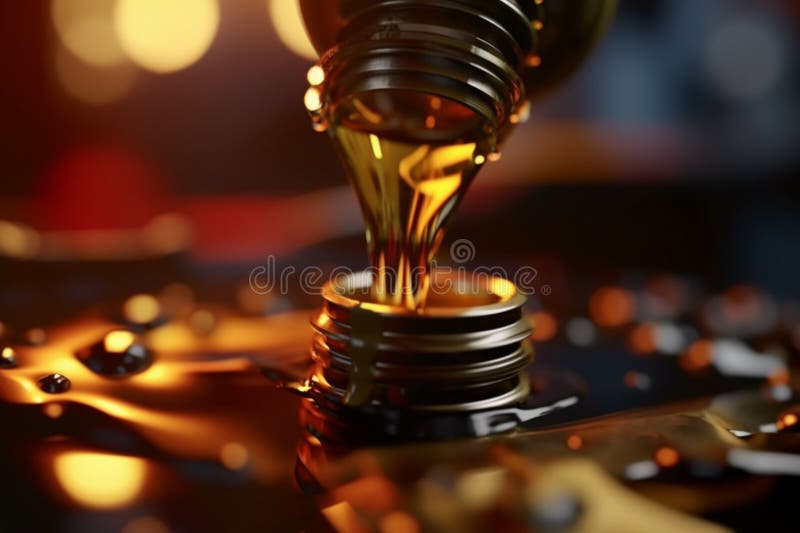 Maintenance in Focus, Close-up of Engine Oil Changing Procedure Stock ...