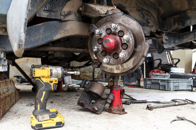 Maintenance of the Front Wheel Brake System Stock Image - Image of ...