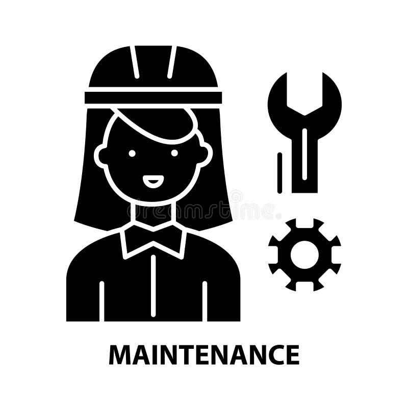 Maintenance Icon, Black Vector Sign with Editable Strokes, Concept ...