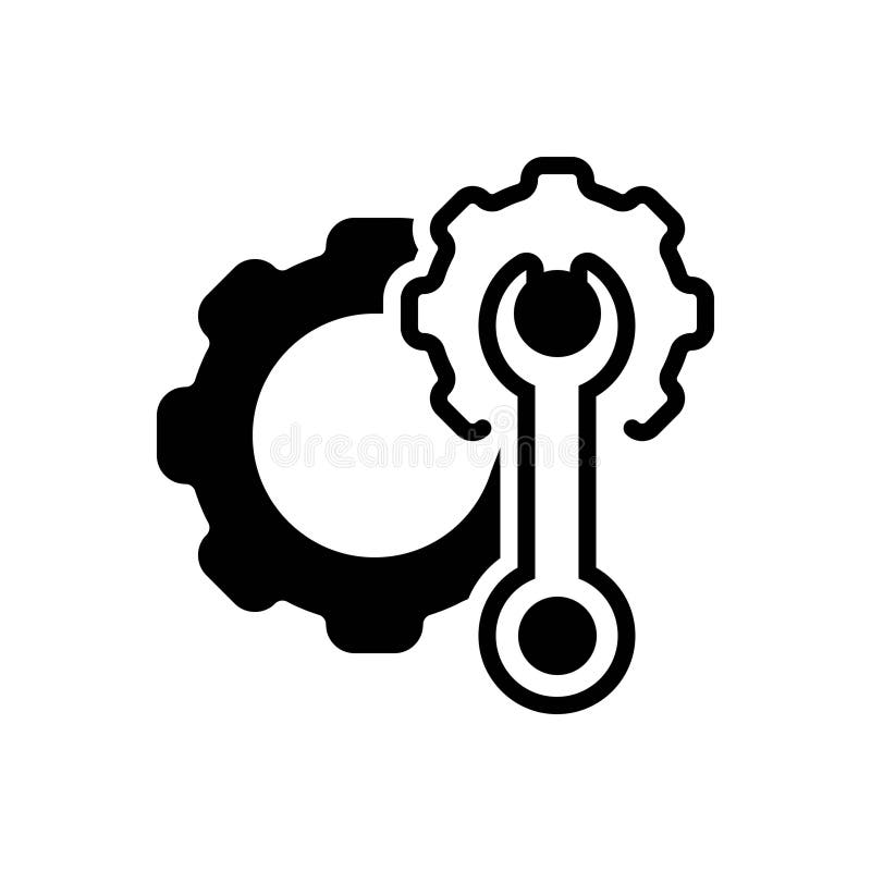 Black Solid Icon for Maintenance, Repair and Machine Stock Vector ...