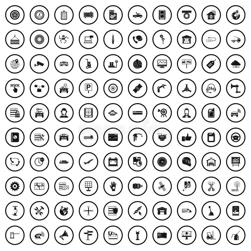 100 Maintenance Icons Set, Simple Style Stock Vector - Illustration of ...