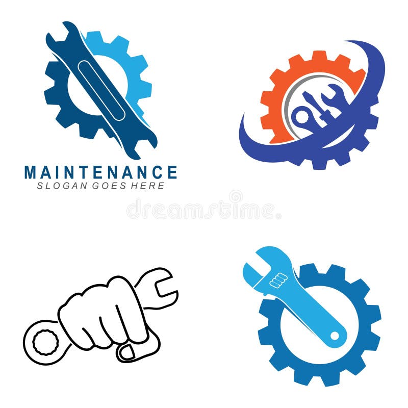 Maintenance Logo Icon Vector Flat Design Template Stock Illustration ...