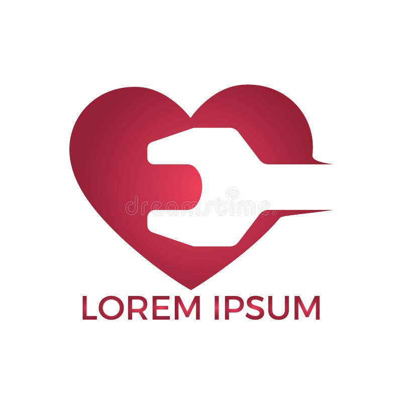 Love Work Heart Logo Design. Stock Vector - Illustration of mechanic ...
