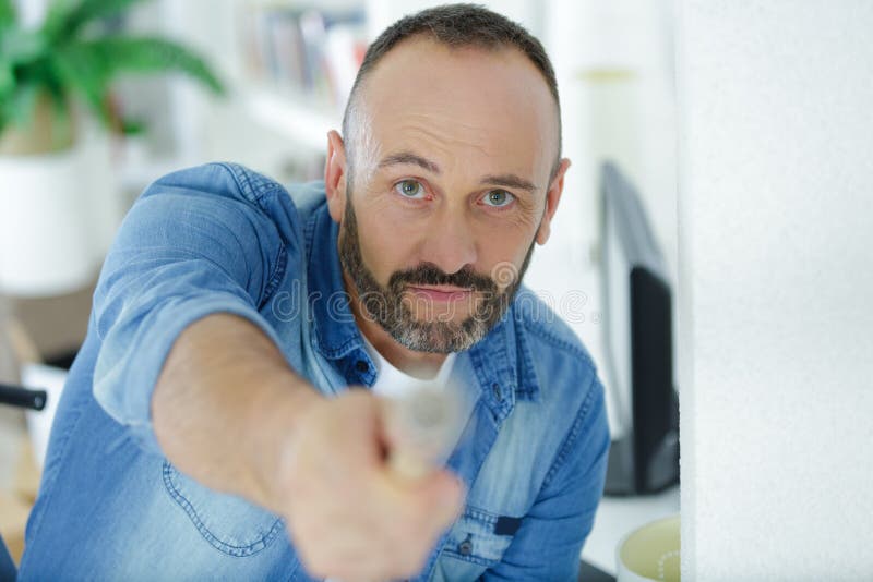 Maintenance Man Showing Brush Stock Image - Image of people, repair ...