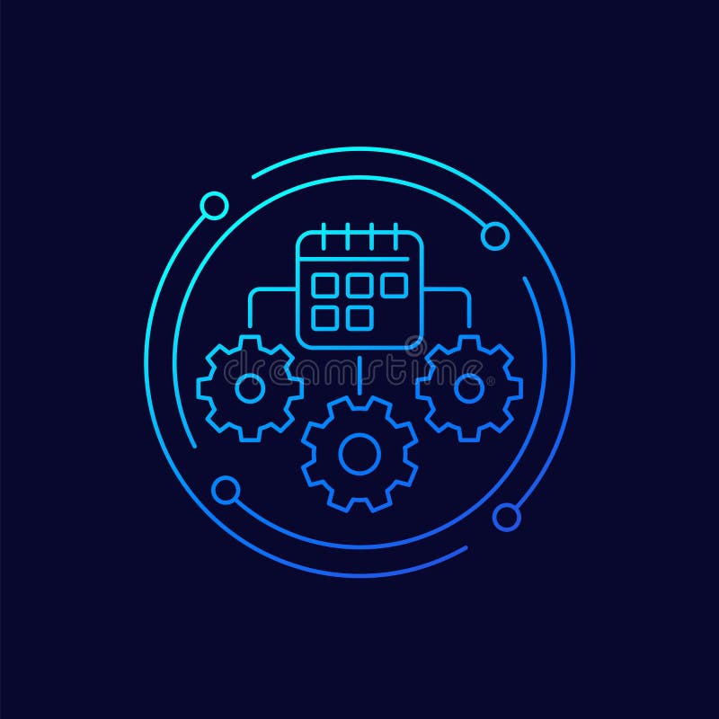 Maintenance Schedule Icon with a Calendar, Linear Stock Vector ...
