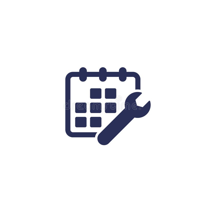 Maintenance Schedule Icon with Calendar and Wrench Stock Vector ...