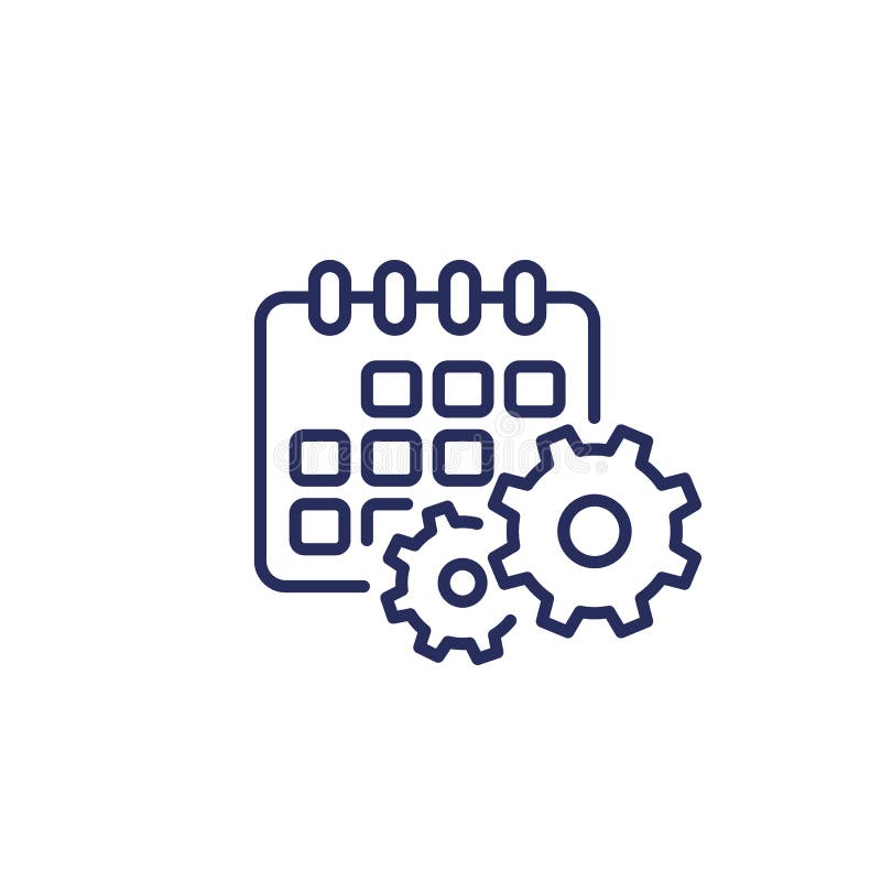 Maintenance Schedule Line Icon with a Calendar Stock Vector ...