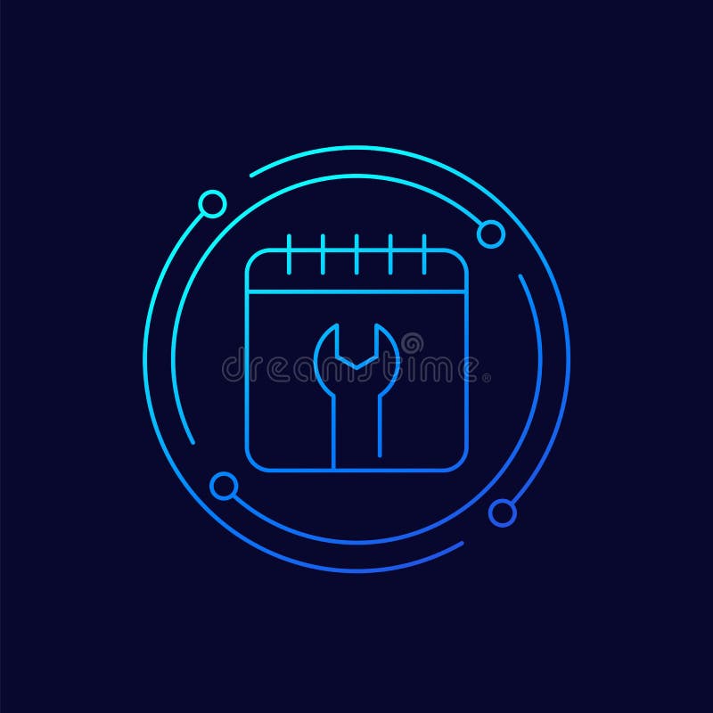 Maintenance Schedule Line Icon with a Calendar Stock Vector ...