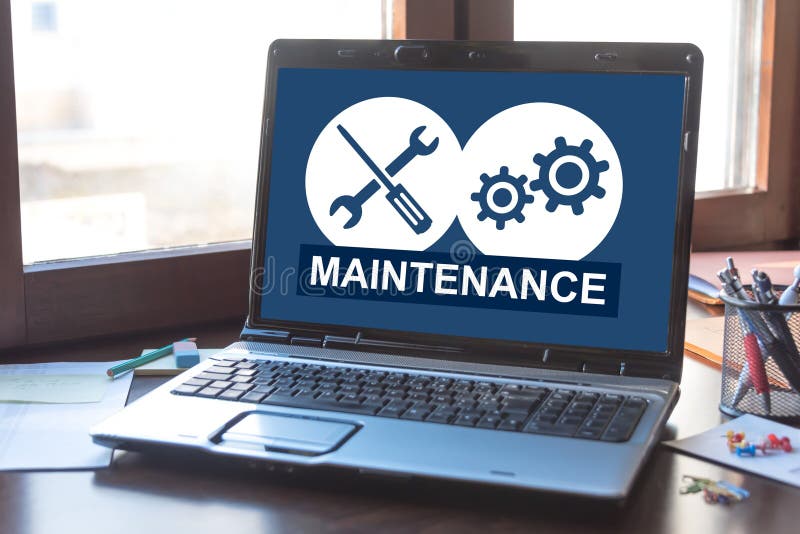 Maintenance Service Concept on a Laptop Screen Stock Photo - Image of ...