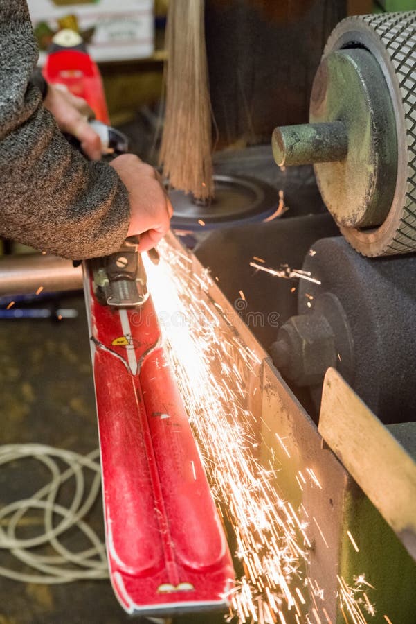 Maintenance of skis stock image. Image of upkeep, edge - 83432655