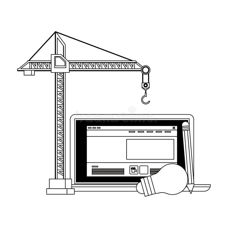 Maintenance Support Technology Web Cartoon in Black and White Stock ...