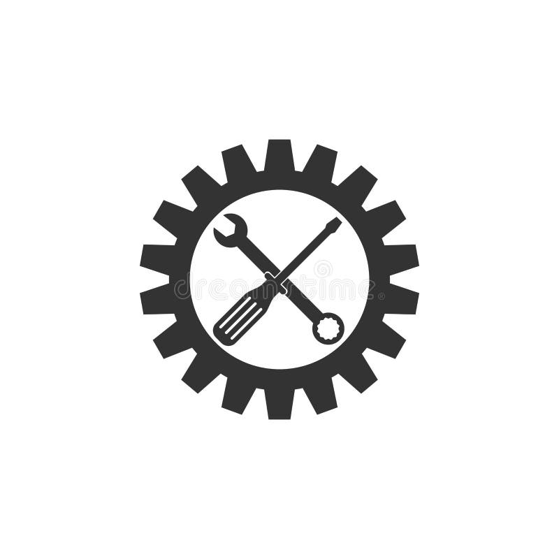 Maintenance Symbol - Screwdriver, Spanner and Cogwheel Icon Isolated ...