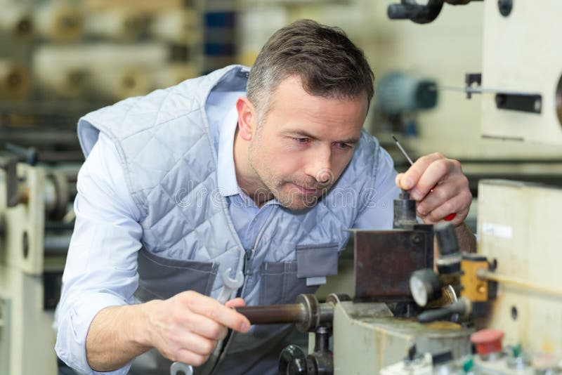 Maintenance Technician Fix and Cleaning Machine Stock Photo - Image of ...
