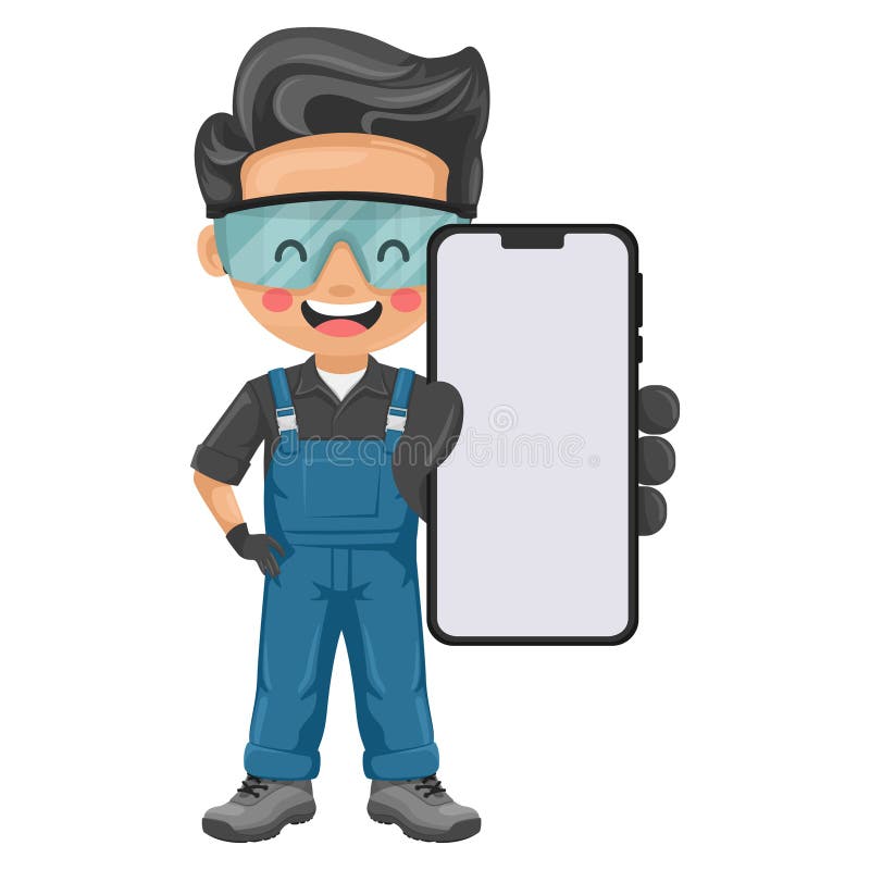Maintenance Technician with Mobile Phone. Concept of Communication ...