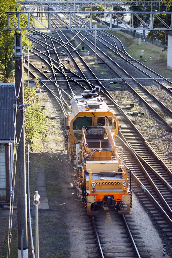 Railroad Tangle at Large Train Station. Railway Transportation Theme ...